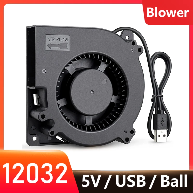 Gdstime-120mm-Blower-DC-5V-USB-Fan-120x32mm-Dual-Ball-Centrifugal-Turbo ...