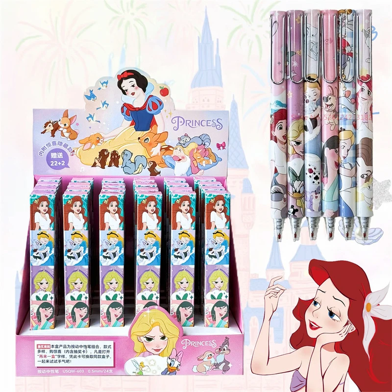 New-12-24pcs-Disney-Princess-Gel-Pen-0-5-Black-Student-Writing ...