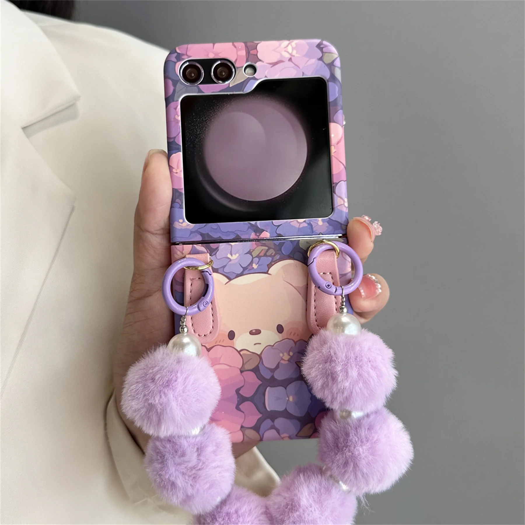 Korean-Luxury-Cute-Cartoon-Bear-Plush-Ball-Bracelet-Case-for-Samsung ...