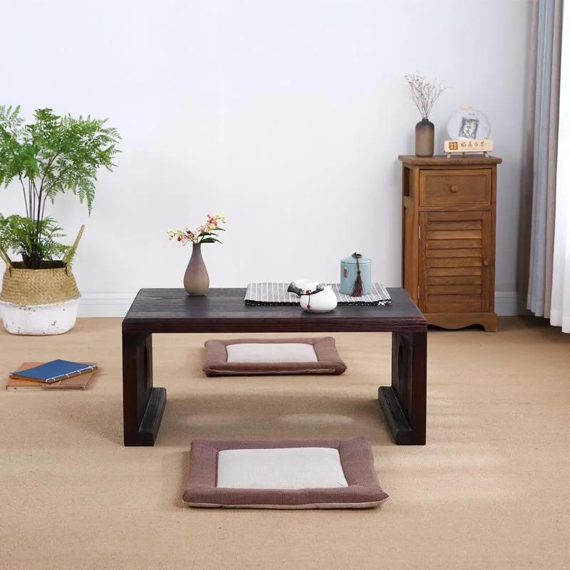 Asian Floor Tea Table - Traditional Japanese Low Coffee Table, Solid ...