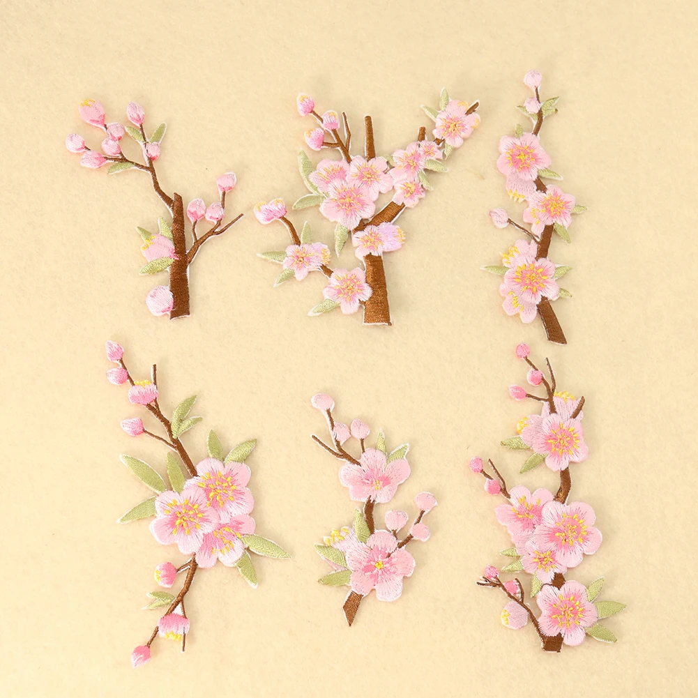 Flower-Branch-Applique-Embroidery-Sewing-Patch-Iron-on-Glue-Sakura ...