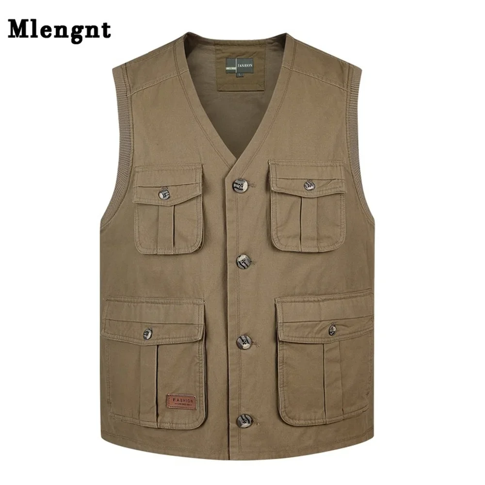 Summer-Multi-Pocket-Men-Vest-Cotton-Button-Sleeveless-Jacket-With-Many ...