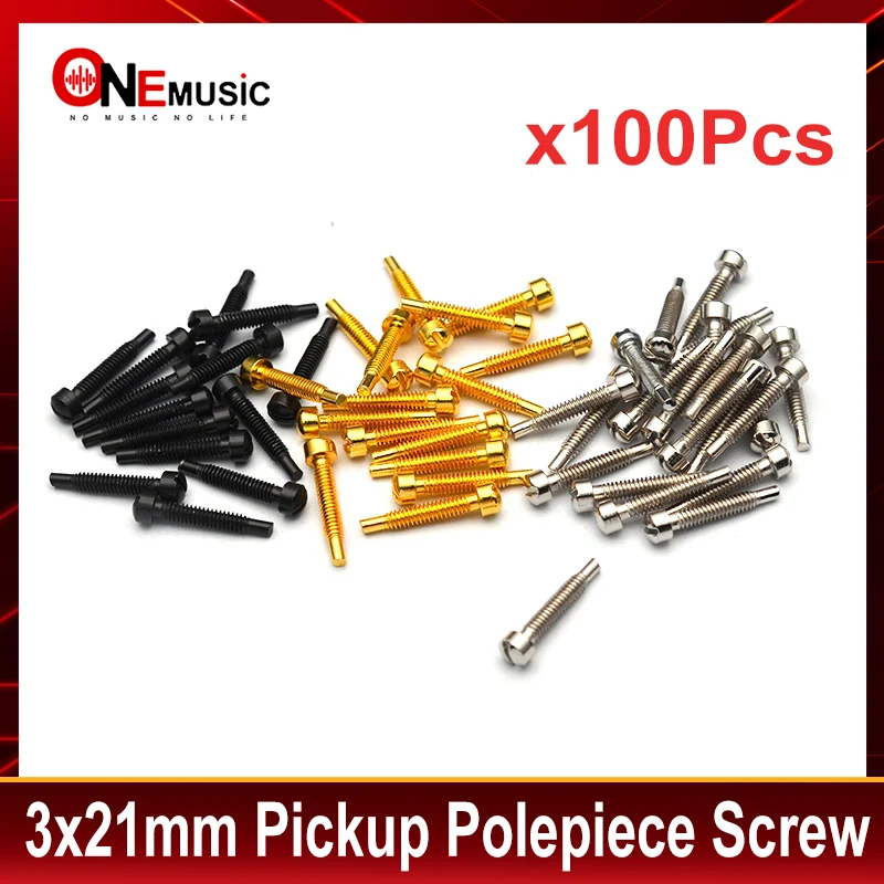 100Pcs-3x21MM-Slotted-Screw-Polepiece-Pole-Screws-Guitar-Pickup-Parts ...