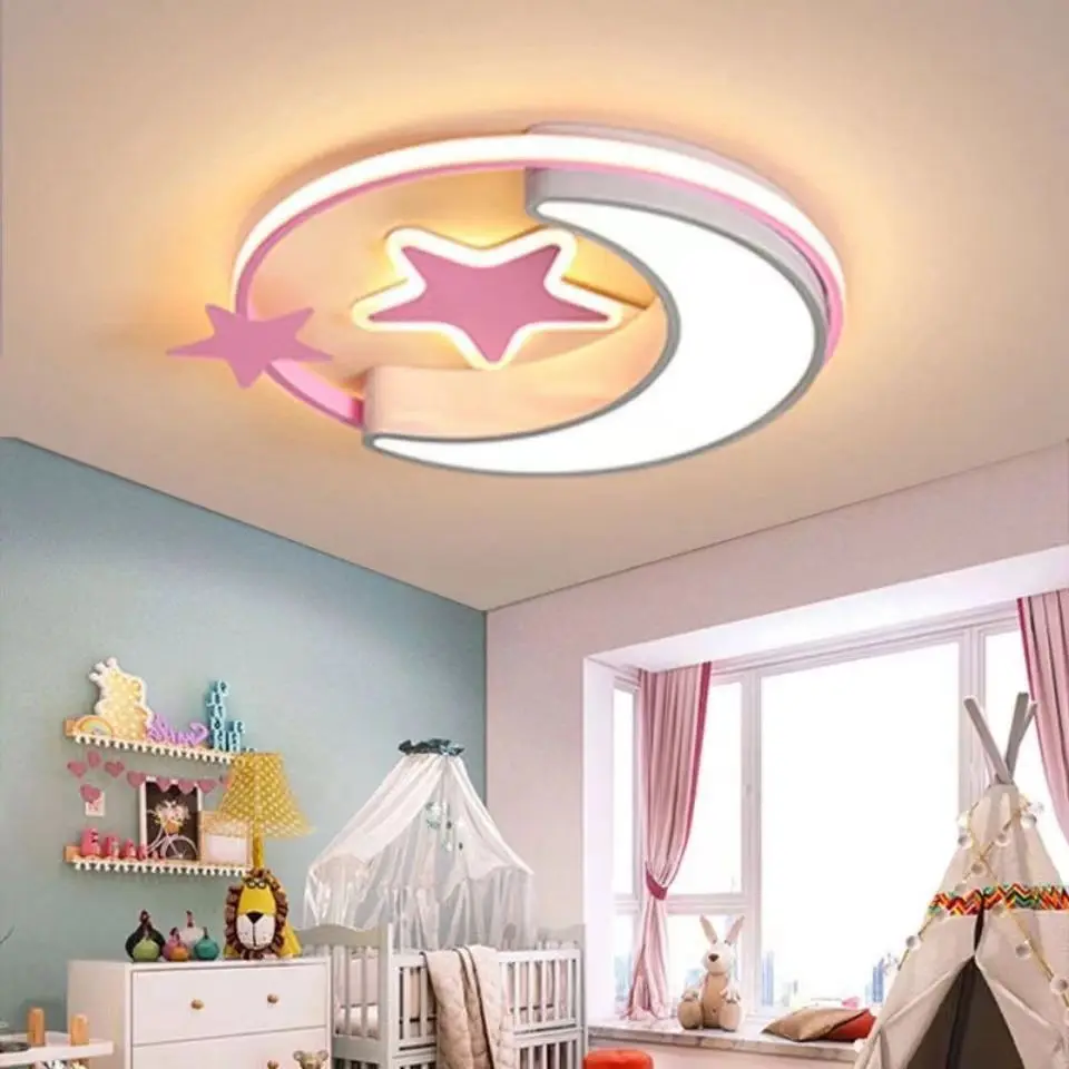 Moon-Star-Led-Ceiling-Light-Kid-Room-Light-Fixture-Baby-Room-Light-Girl ...