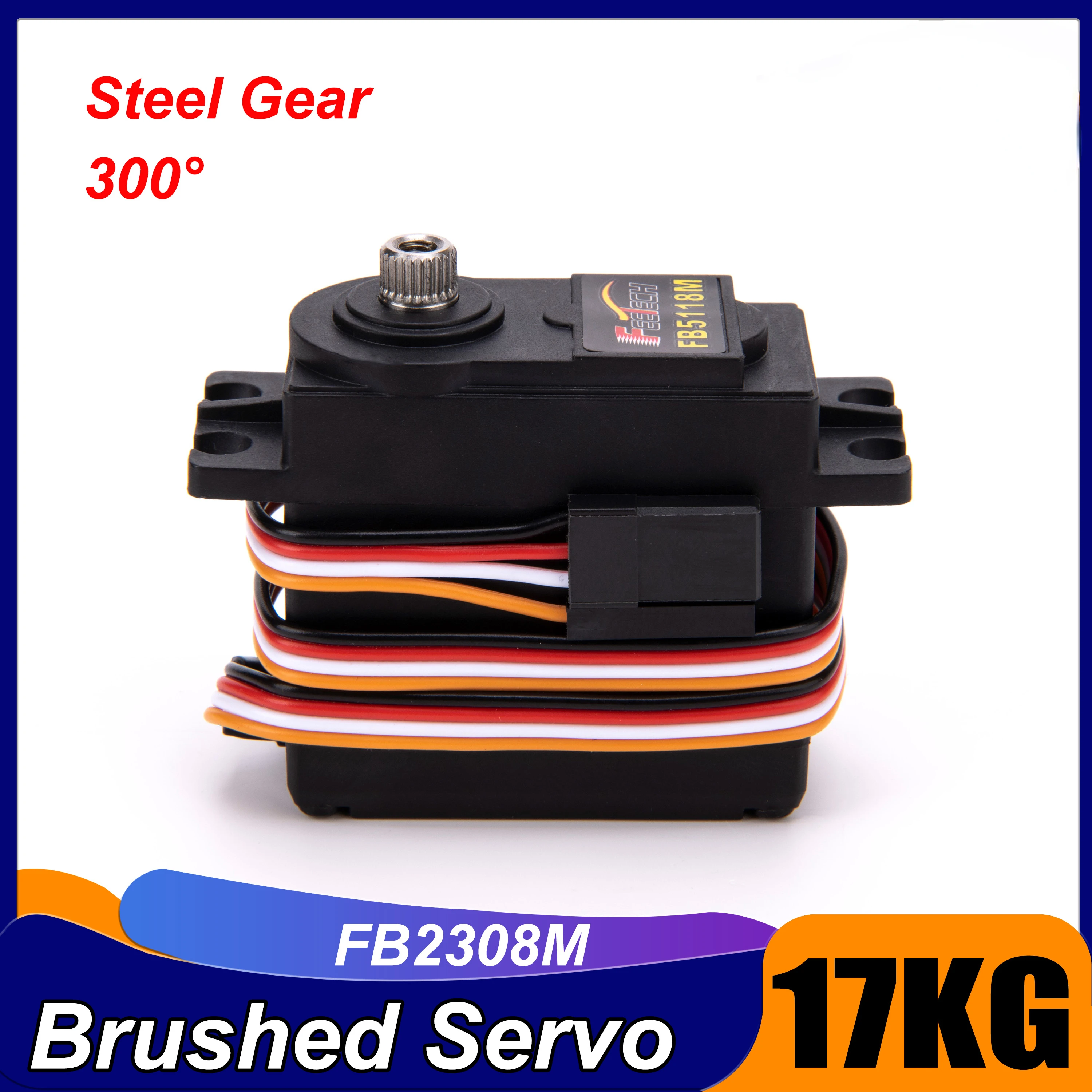 RC Servo 17KG 6V 7.4V 300° Steel Gear Strong Magnetic Brush Core Motor ...