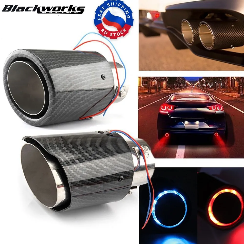 Universal-Car-Modified-Exhaust-Muffler-Tip-Pipe-LED-Red-Blue-Light ...