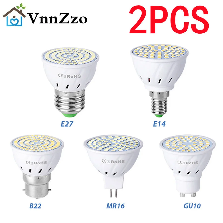 VnnZzo bombilla LED GU10 E27, foco E14, 48 60 80led, 220V GU 10 bombillas LED MR16 gu5.3 ...