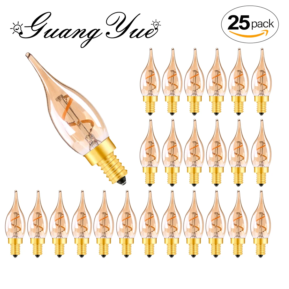 C22 Vintage Candle Light Bulb E14 220V 1.5W Dimmable 2200K Amber Spiral ...