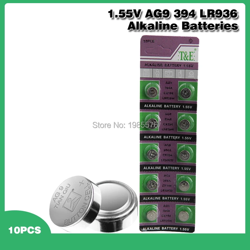 10pcs/pack LR936 394 AG9 Button Battery SR936 194 Cell Coin Alkaline ...