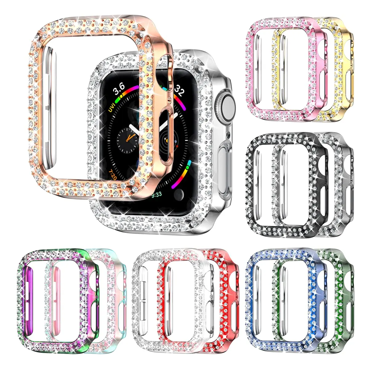 for iWatch Series 9/8/7/6/5/4/3/SE Bumper Bling Case, Women Glitter ...