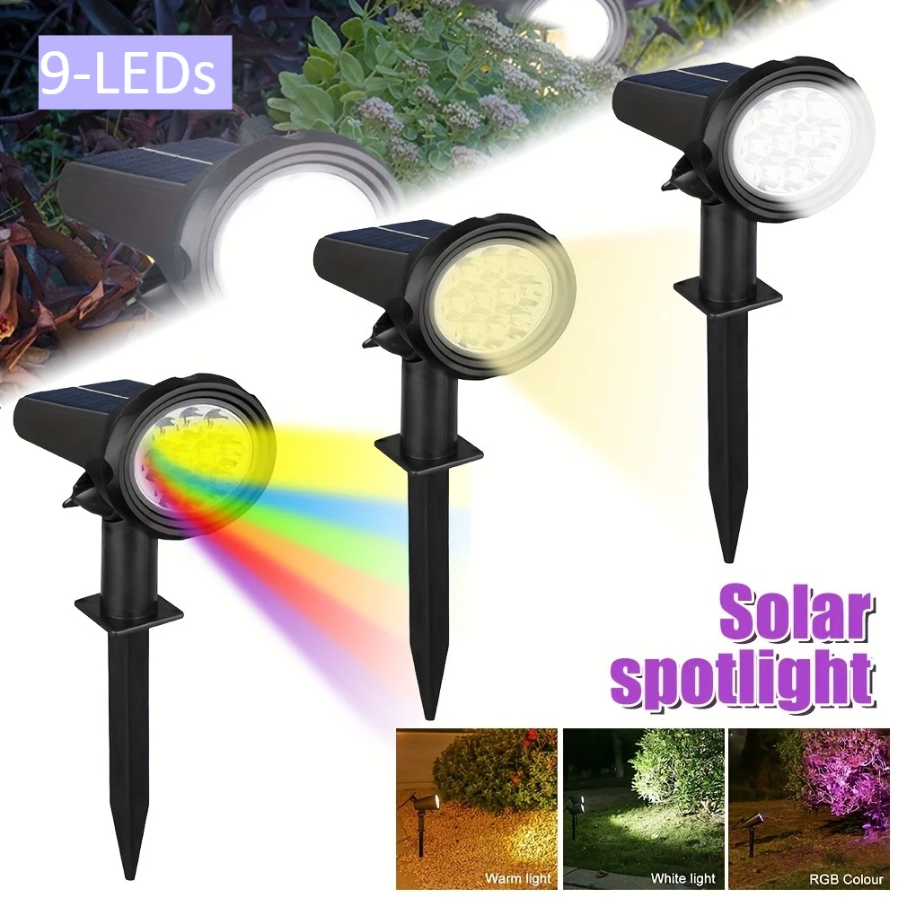 Outdoor Solar Spotlight Waterproof, Bright 9LED Landscape Light for ...