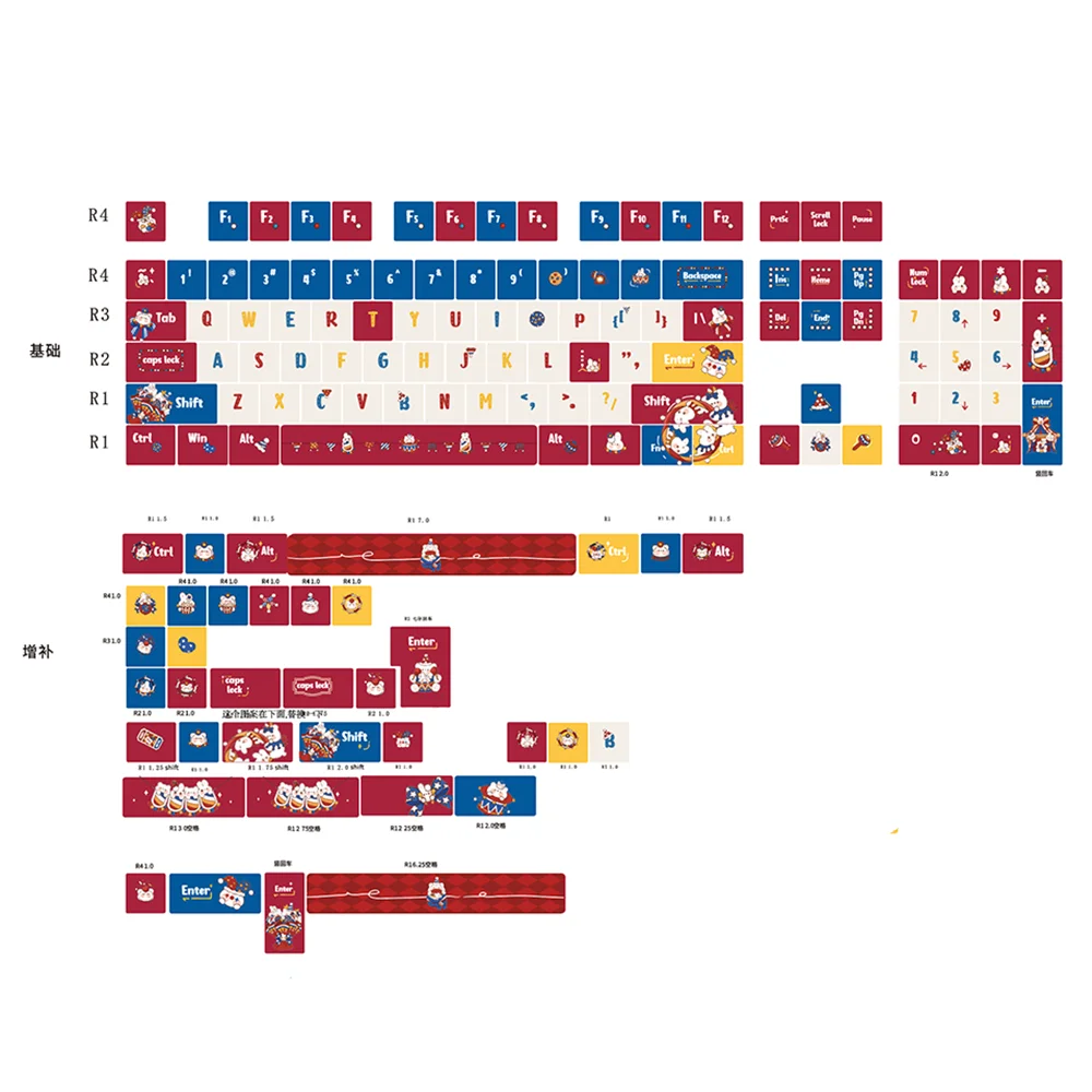 Circus Troup Keycap Red KCA Profile PBT Premium DYE Sublimation 140 ...