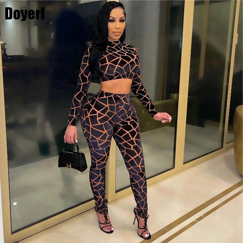 Print-Two-Piece-Set-Women-Clubwear-Long-Sleeve-Crop-Top-and-Pant-Suits ...