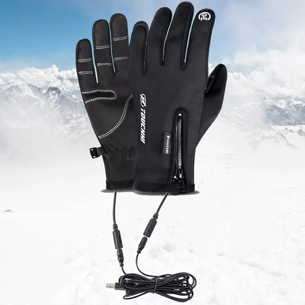 USB Touch Screen Gloves Electric Heated Hand Warmer Winter Warm ...