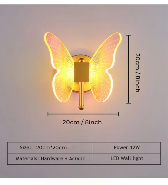 Butterfly Led Chandelier Lighting Bedroom Bedside Background Acrylic ...