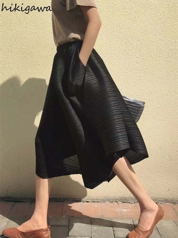 Korean-Summer-Wide-Leg-Pants-2024-New-Bottoms-High-Waist-Folds ...