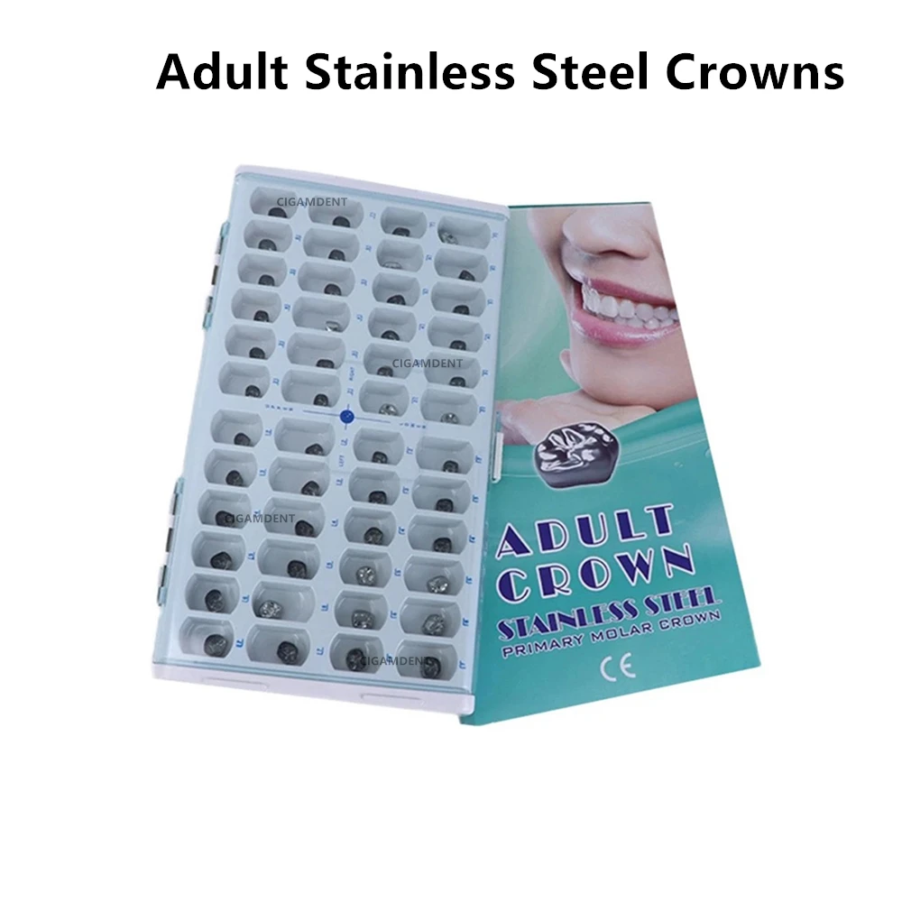 48Pcs-Dental-Stainless-Steel-Crown-Adult-Permanent-Molar-Crowns ...