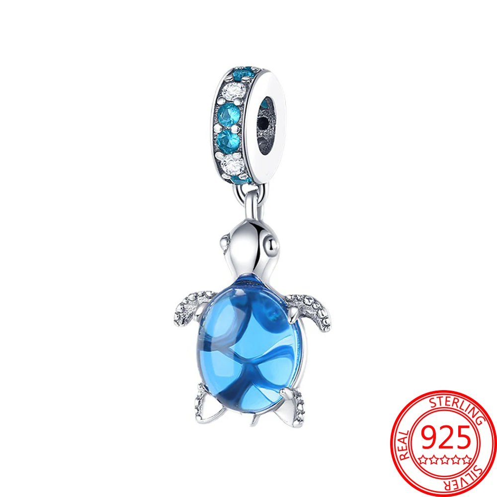 Authentic-925-Sterling-Silver-Murano-Glass-Sea-Turtle-Dangle-Charm-Fit ...