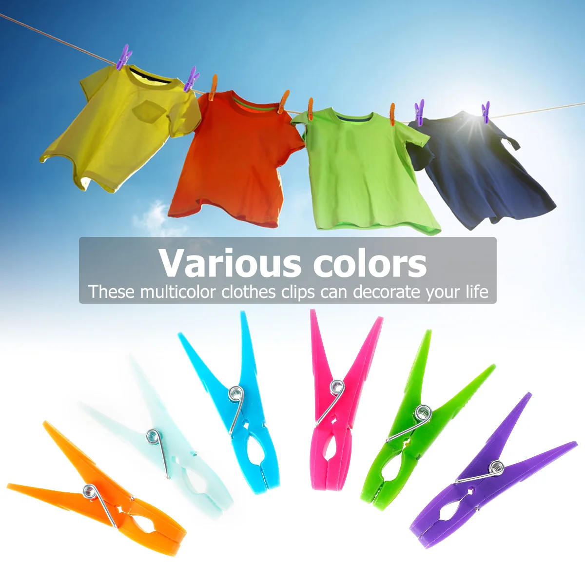 48pcs-Coloful-Clips-Strong-Grip-Washing-Pegs-Laundry-Pins-Hanging-Pegs ...