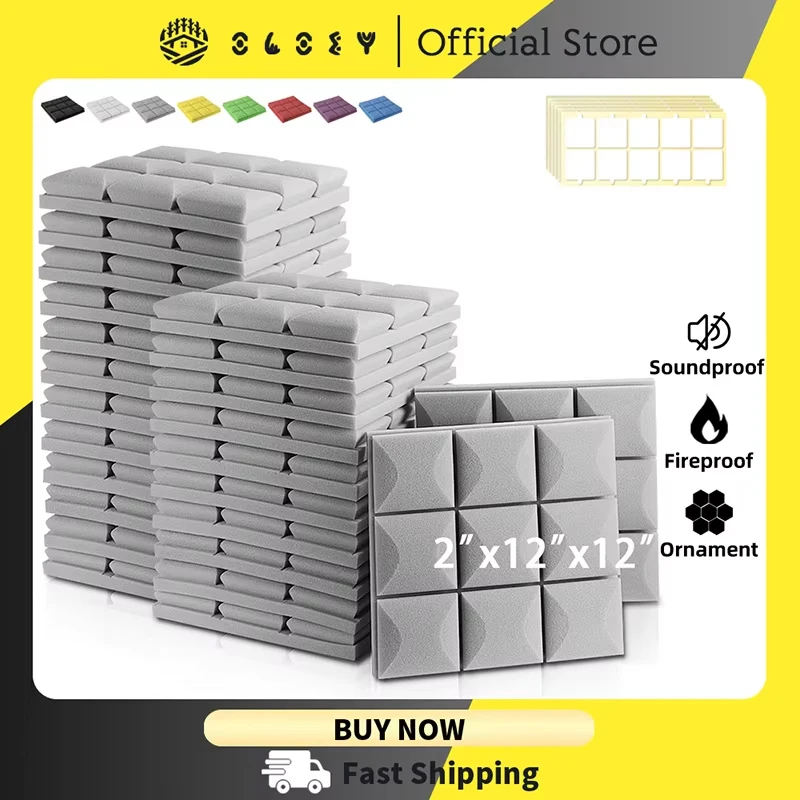 Acoustic Panel Wall Decals 6 12 24 Soundproof Foam For Music Studio ...