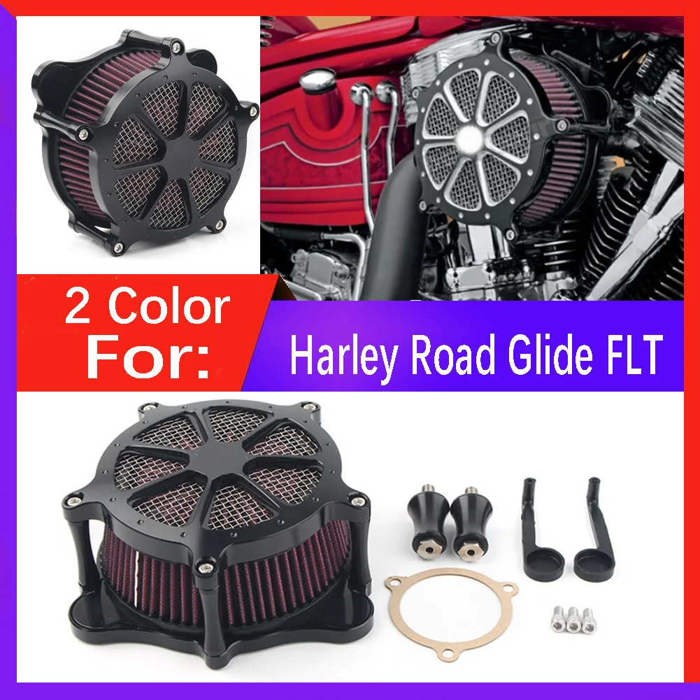 Motorcycle-Turbine-Air-Cleaner-Intake-Filter-System-Kit-For-Harley-Road ...