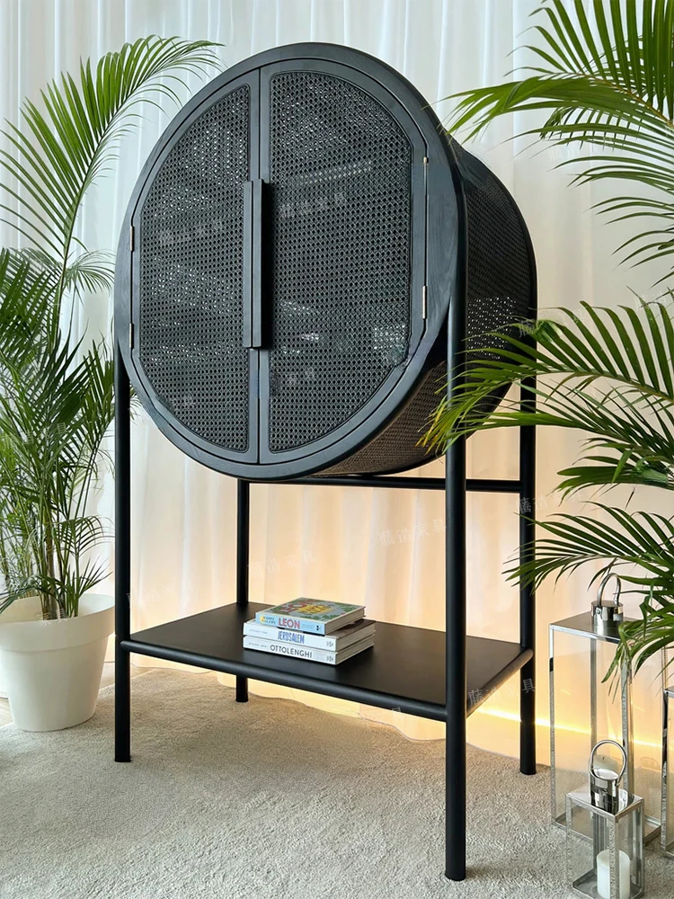 Rattan-round-Locker-Storage-Cabinet-Entrance-Cabinet-Vintage-Wine ...