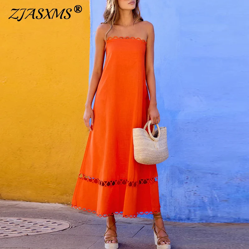 Sexy Strapless Lace Hollow Out Evening Dress Woman Spring Solid A-Line ...