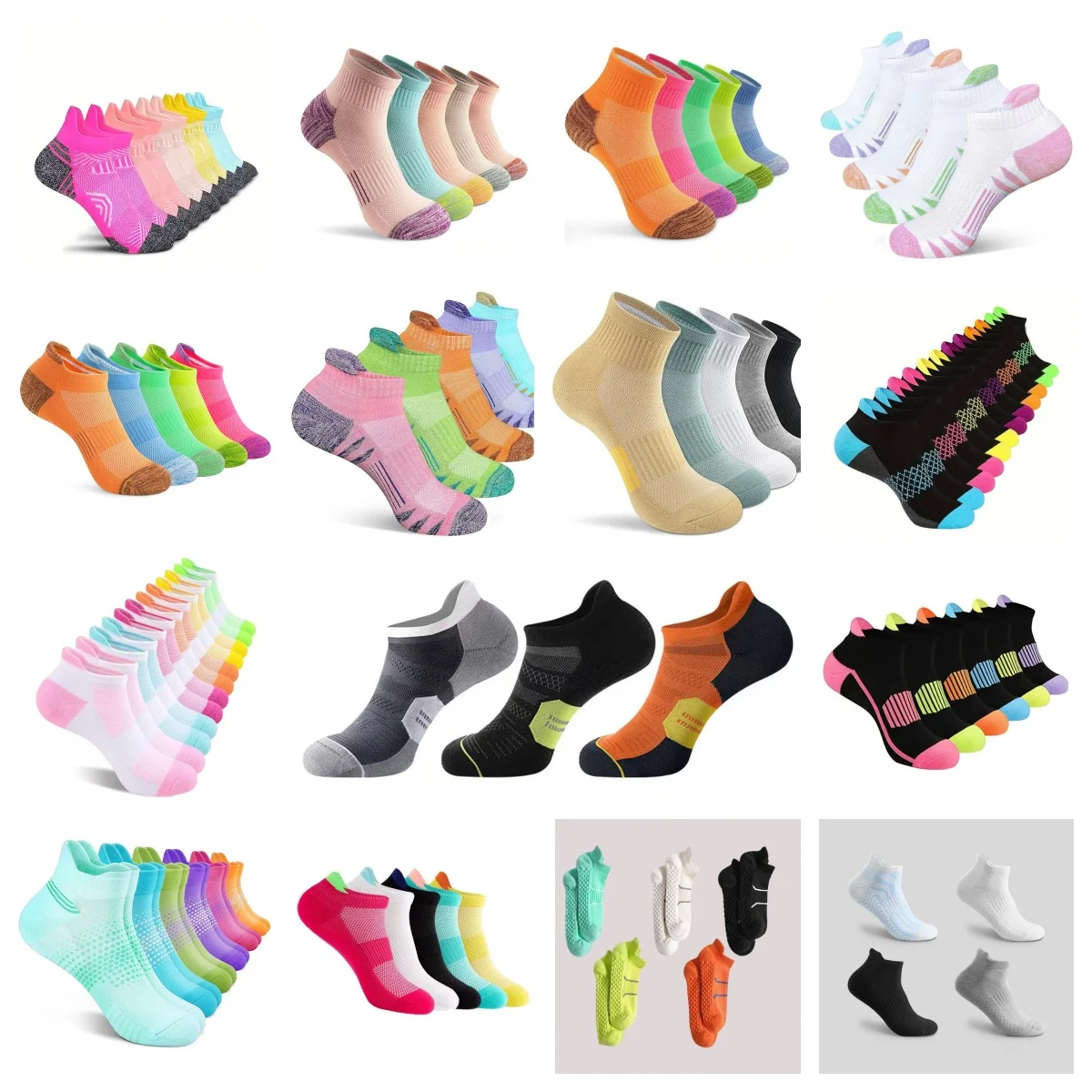 European sizes 33-42, 4/5/6 Pairs Knit Breathable Sports Boat Socks ...