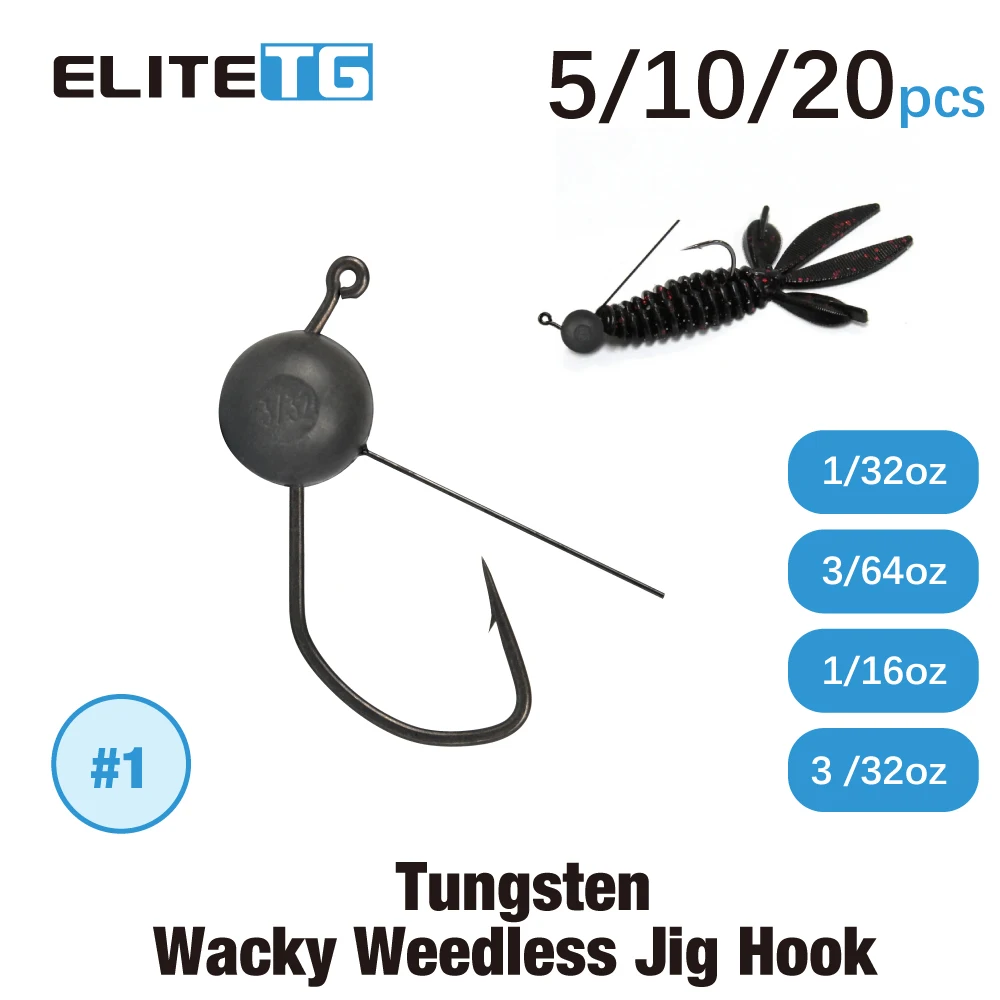 Elite-TG-Tungsten-Wacky-Weedless-Jig-Hooks-Wacky-Texas-Rig-Jig-Heads ...