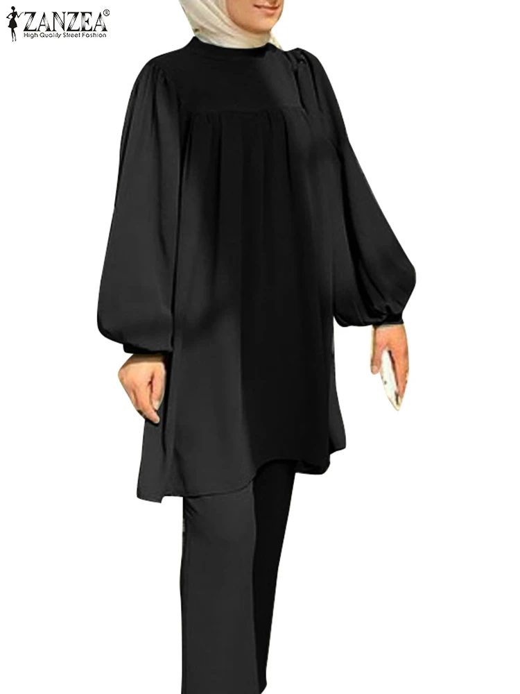 ZANZEA 2PCS Muslim Women Long Sleeve Blouse Pants Suits Eid Mubarek ...
