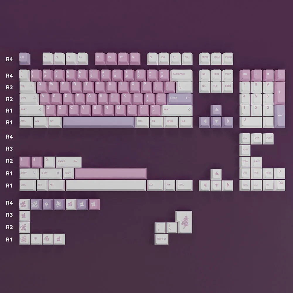 Lilac Design Cherry Profile Pbt Keycaps For Cherry Mx Gateron Kailh Box ...