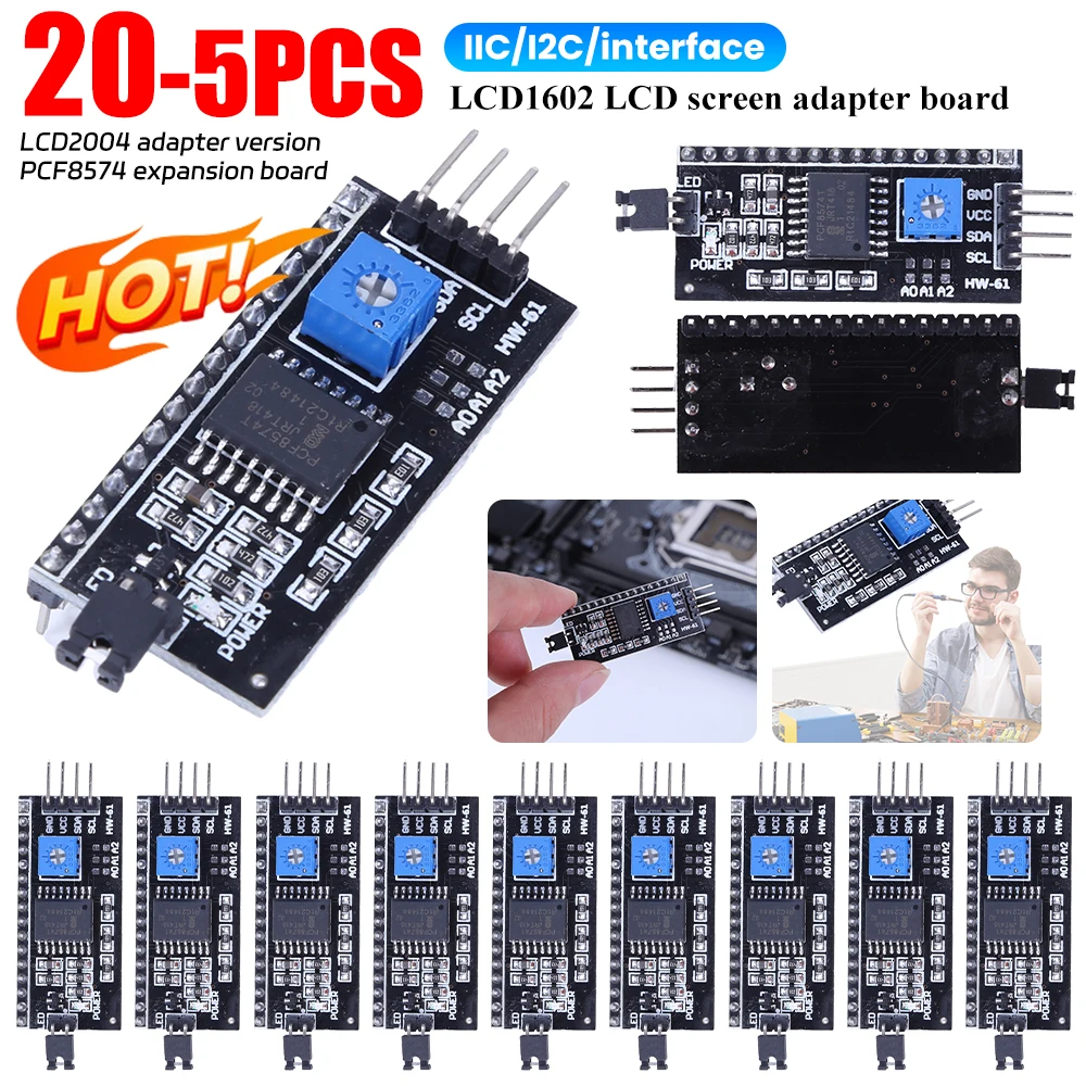 5-20pcs-IIC-I2C-TWI-SPI-Serial-Interface-Board-Port-2004-LCD1602 ...