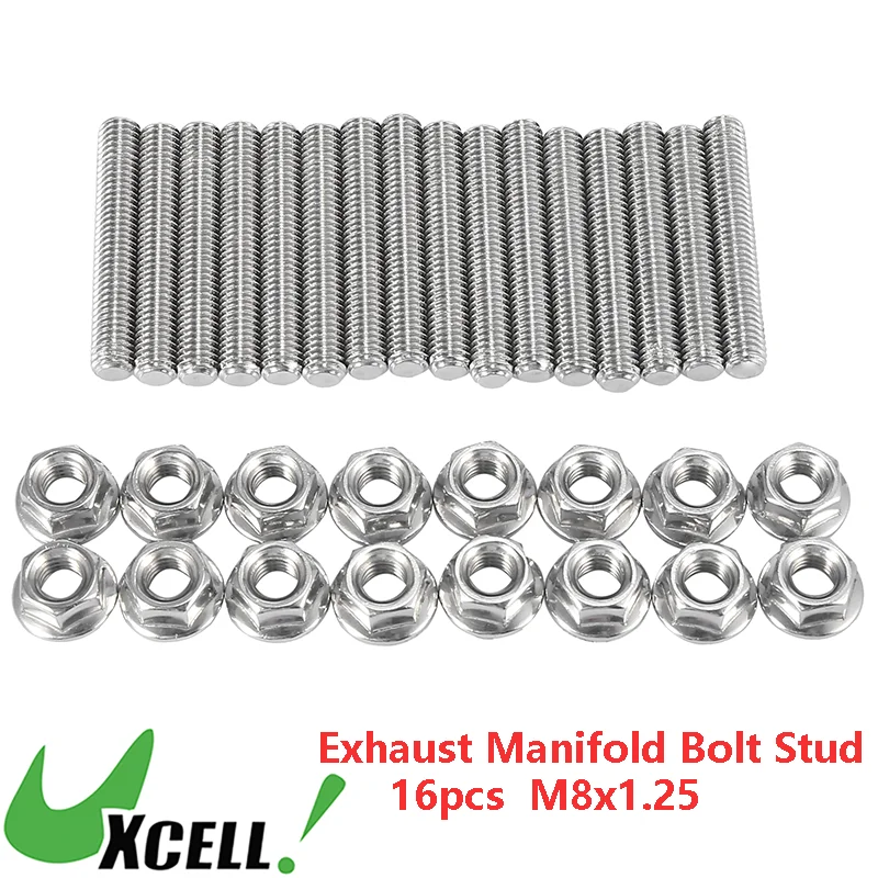 UXCELL-Vehicle-Stainless-Steel-Exhaust-Manifold-Bolt-Stud-Hardware ...