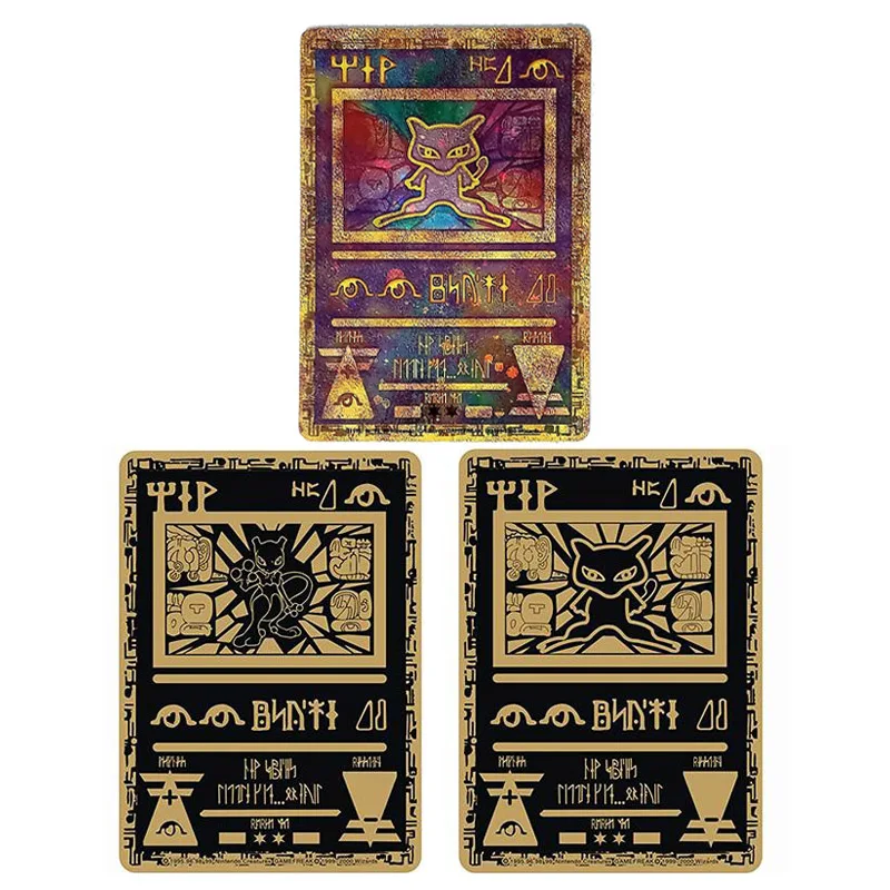 8.8*6.3cm Custom Mewtwo Ancient Mew Metal Card Ultra Rare Metal Gold ...
