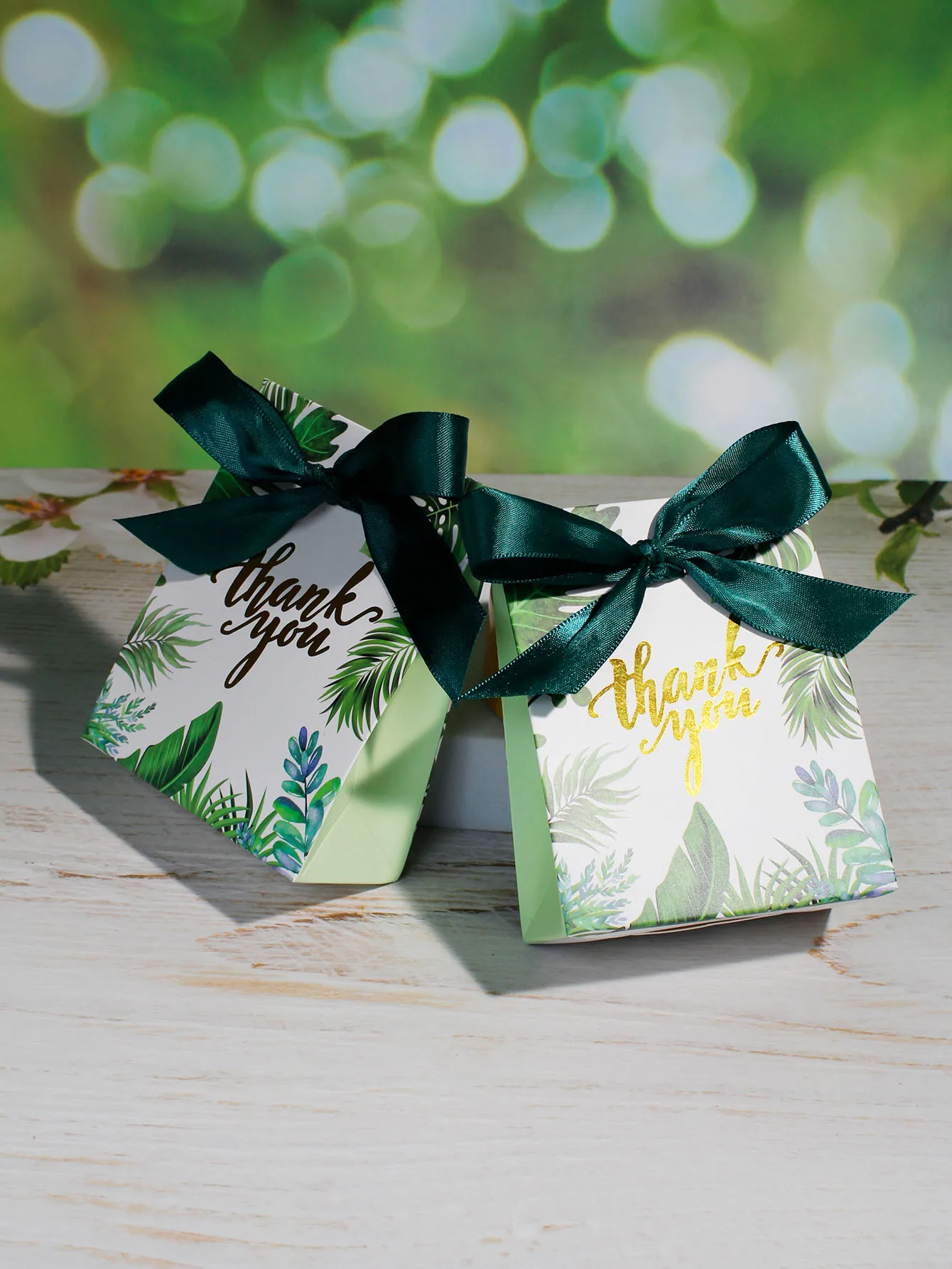 White-Leaves-Gift-Box-with-Green-Ribbon-Ideal-for-Beach-Themed-Parties ...
