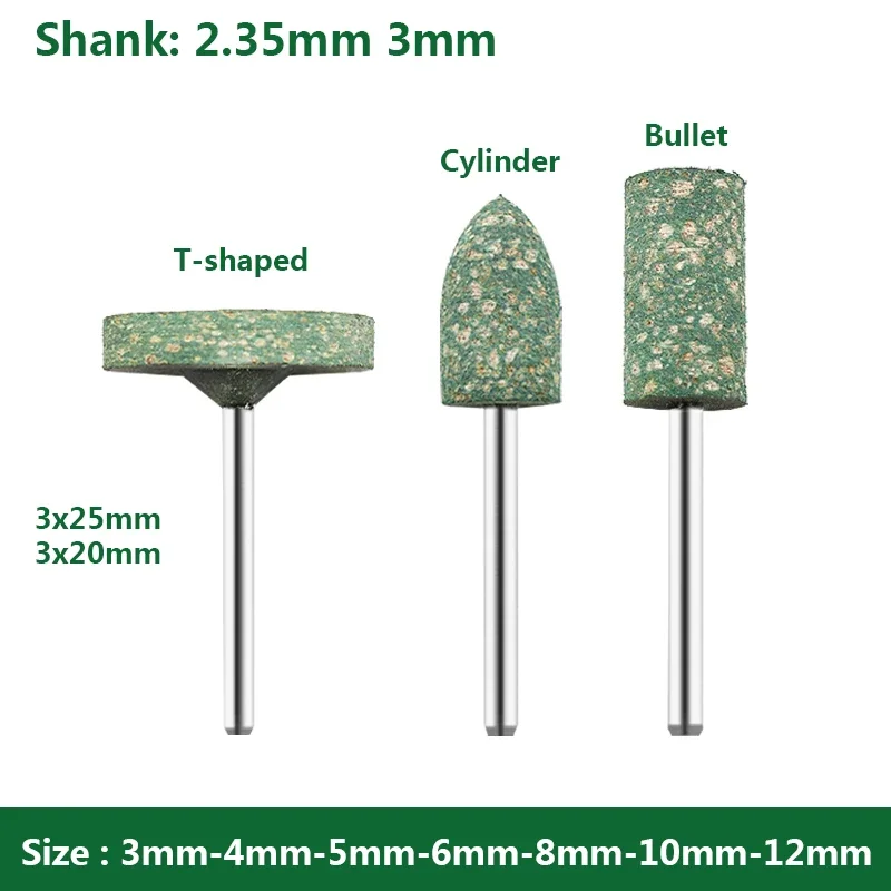 3-25mm Sesame Mounted Rubber Grinding Wheel 2.35/3.0mm Shank Buffing ...