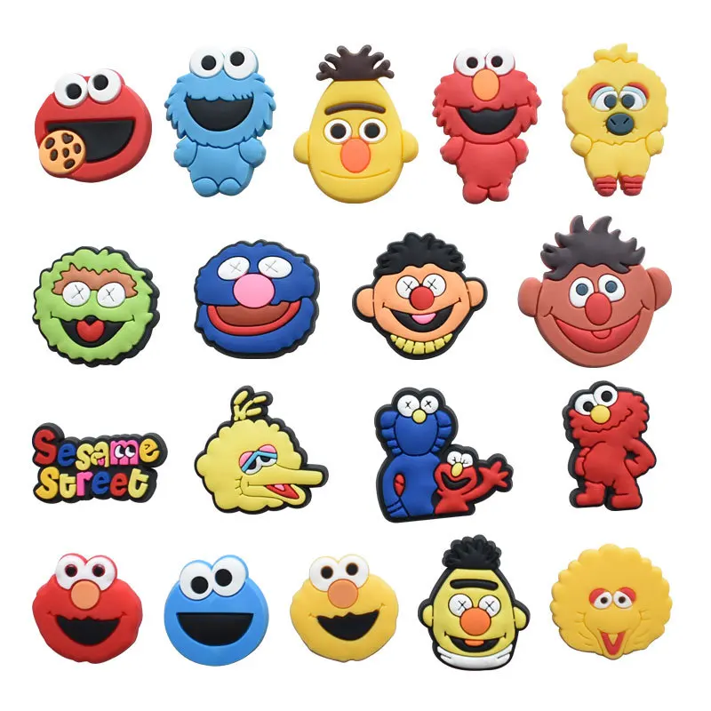 Sesame Street Pvc Cartoon Shoe Buckle Elmo Big Bird Cookie Monster Cute ...