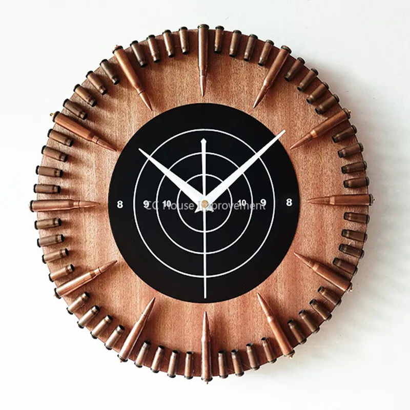 Aim-at-the-Bull-s-eye-Bullet-Solid-Wood-Wall-Clock-Home-Decoration ...