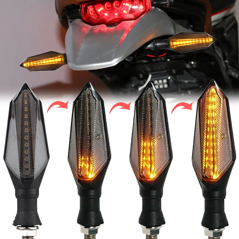 4Pcs LED Two Color Motorcycle Taillight Running Water Turn Signal ...