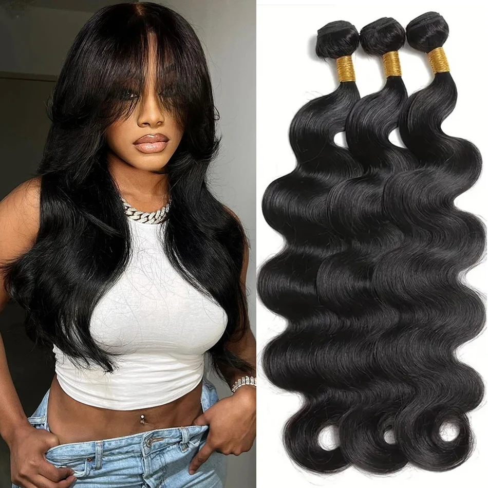Body-Wave-Bundles-Human-Hair-Brazilian-Weaving-Hair-Glueless-Weave-32in ...