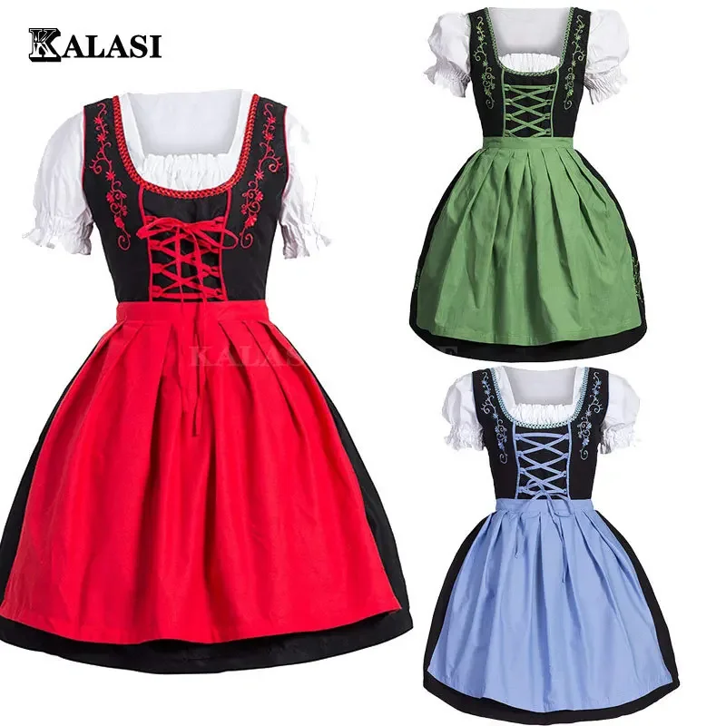Women-Medieval-Maid-Costume-Lace-Up-German-Oktoberfest-Dirndl-Dress ...