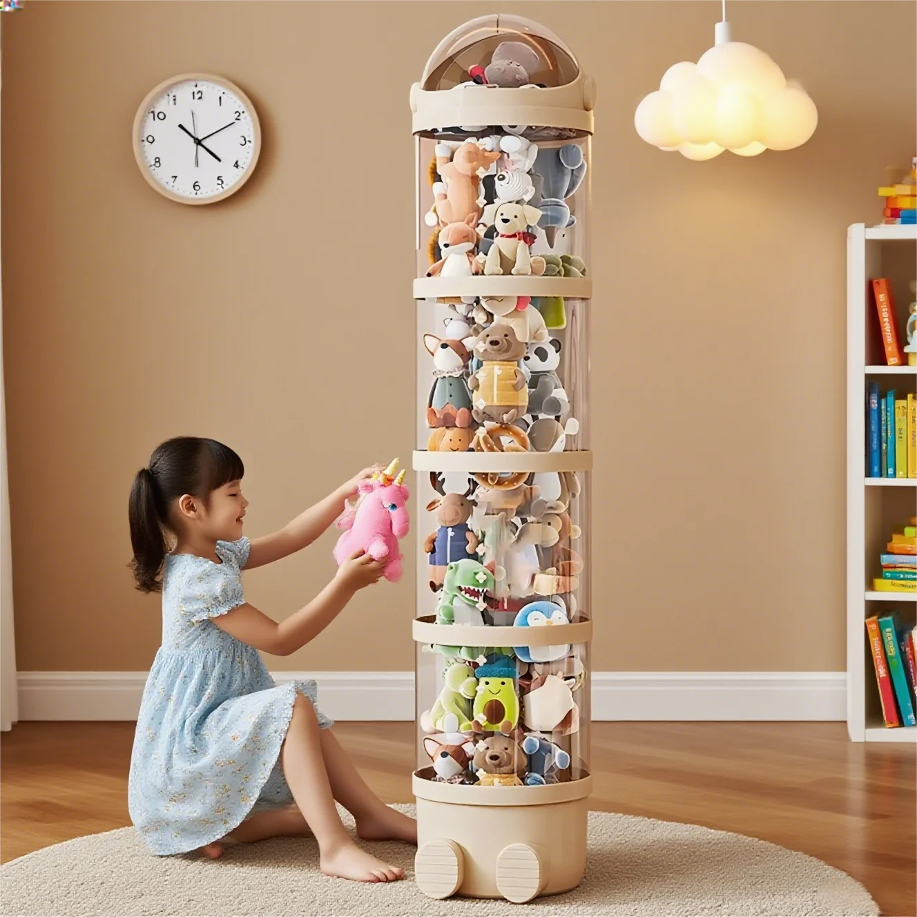 Stuffed Animal Storage Tube - Clear Bucket for Kids Toy Organizer ...