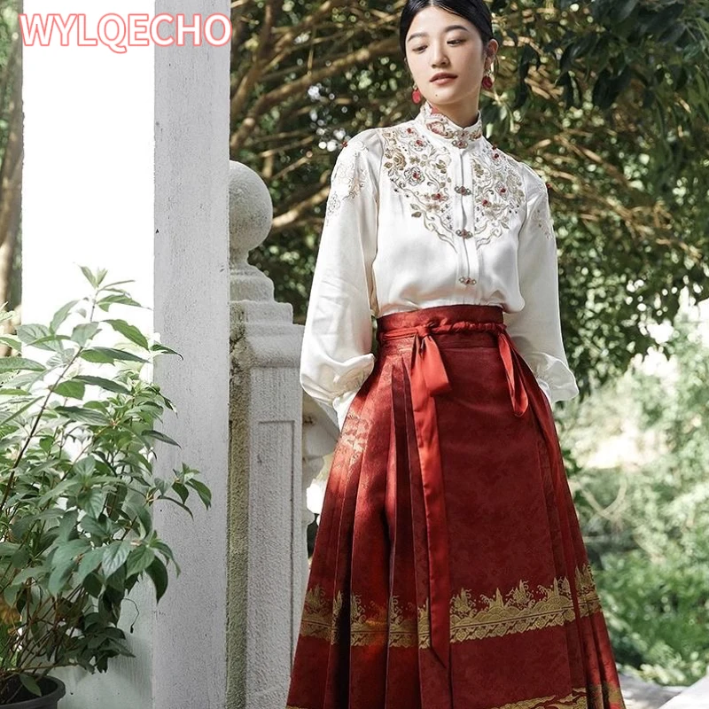 Original-Hanfu-Skirt-Chinese-Style-Costume-Mamianqun-Ming-Dynasty-Red ...
