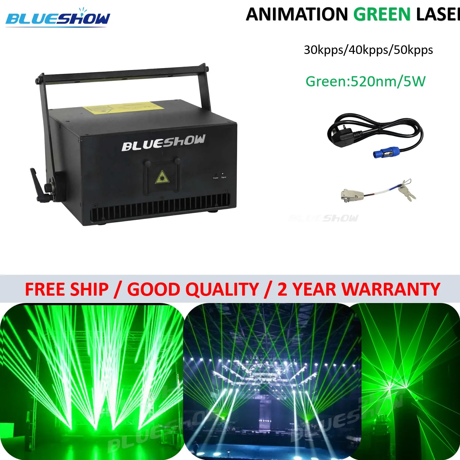 5w Laser Grün 520nm/ 5W Laser Licht 5000mW animation Bühne ereignis ...
