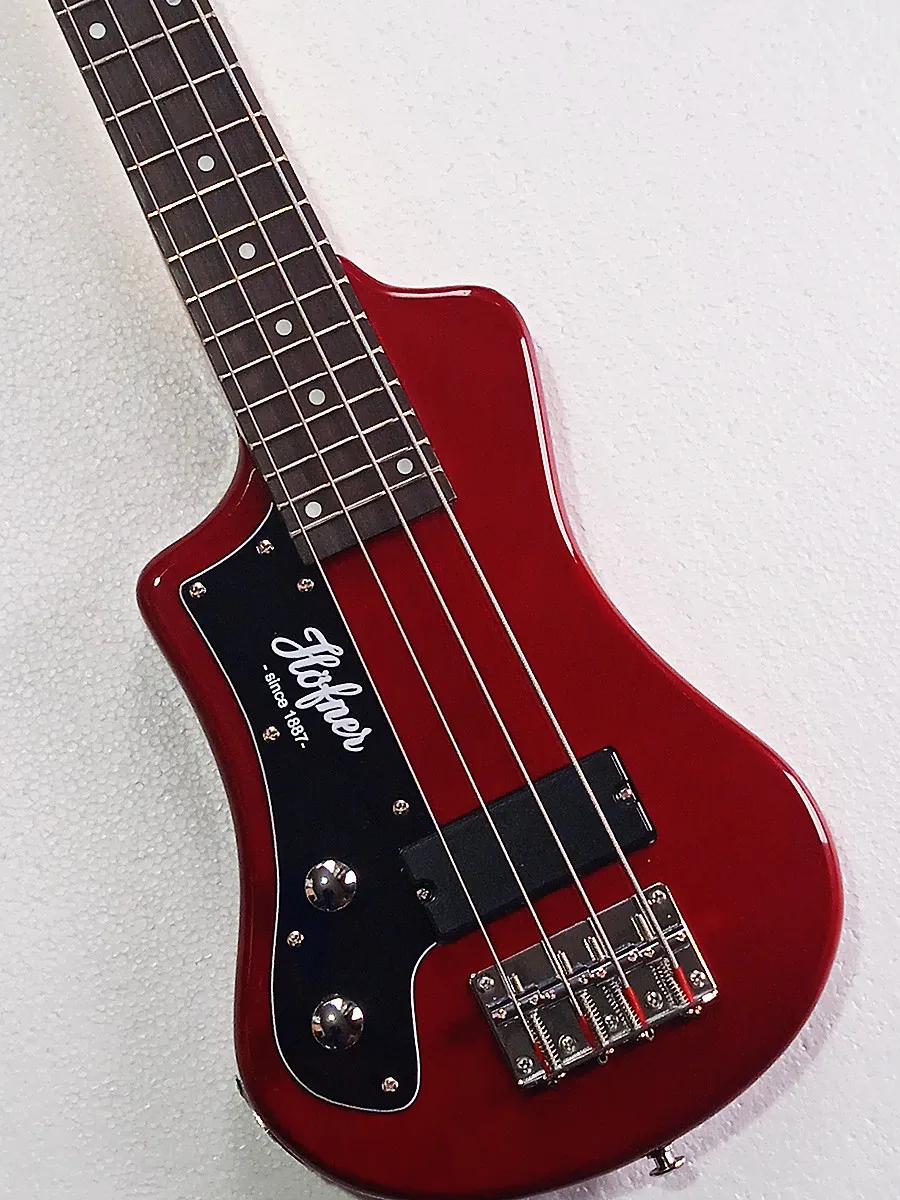 Electric-Bass-Glossy-Red-Left-handed-4-String-Hofner-short-Bass-Mini ...