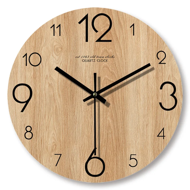 Vintage-Wood-Grain-Simple-Wall-Clocks-Silent-Creative-Living-Room ...