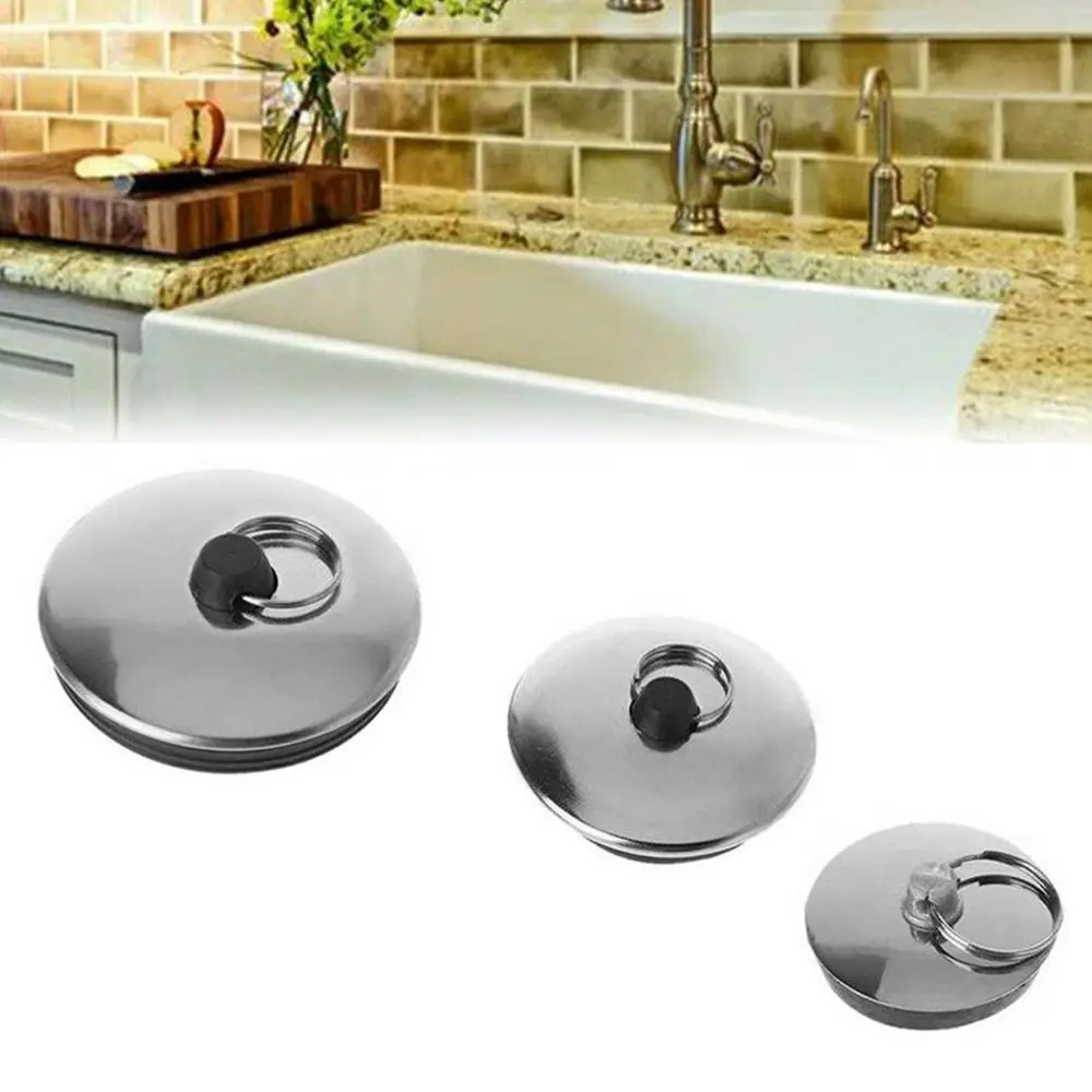 1Pcs Stainless Steel Bath Plug Kitchen Bathroom Accessory Rubber Drain ...