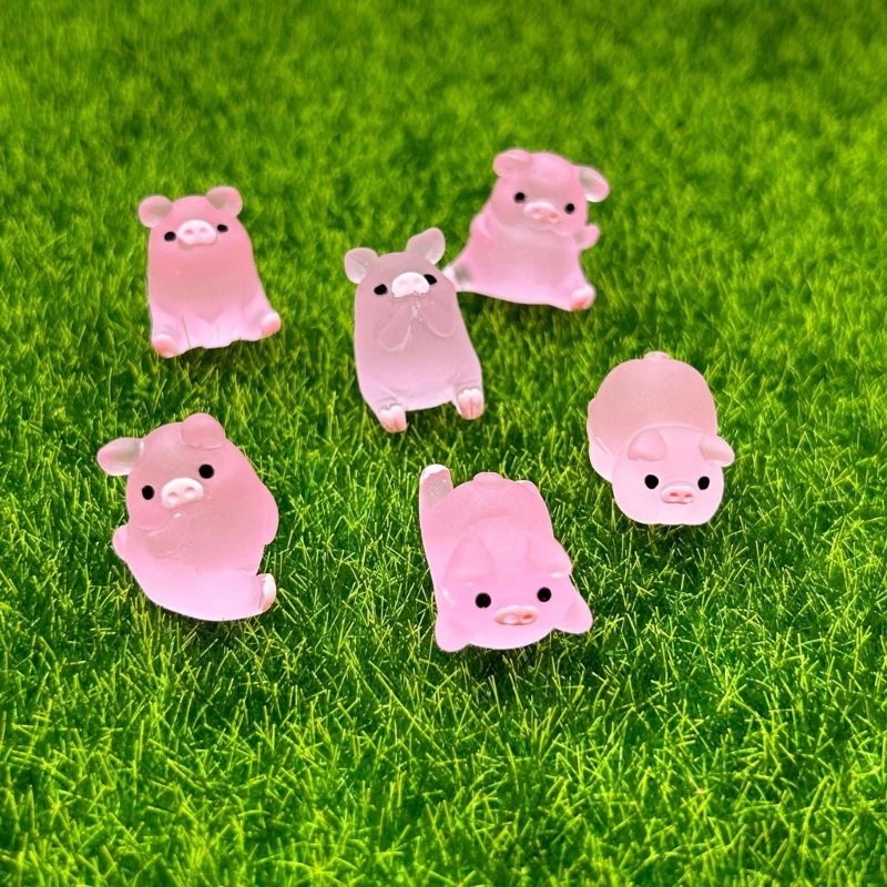 6Pcs-Luminous-Piggy-Miniature-Figurines-Pig-Cake-Toppers-Mini-Resin-Pig ...