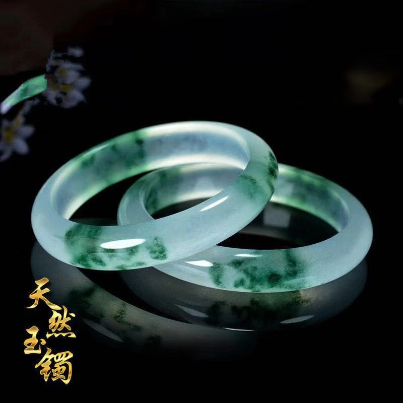 Genuine Natural Myanmar Jadeite Ice Floating Jade Bracelet Bangle Women ...