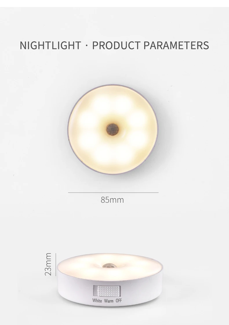 Veilleuse LED sans fil avec capteur de mouvement, lampe murale ...